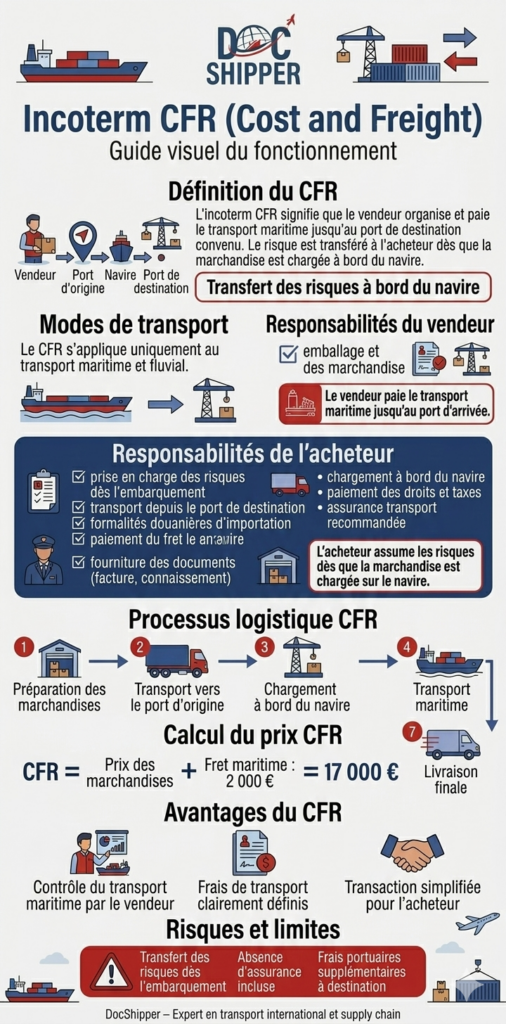 Incoterm CFR : définition et fonctionnement en 2026