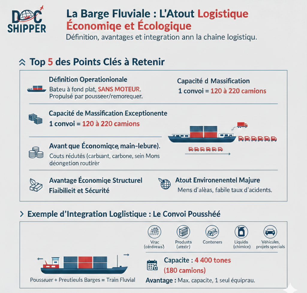Barge : définition et utilisation en 2026 | DocShipper