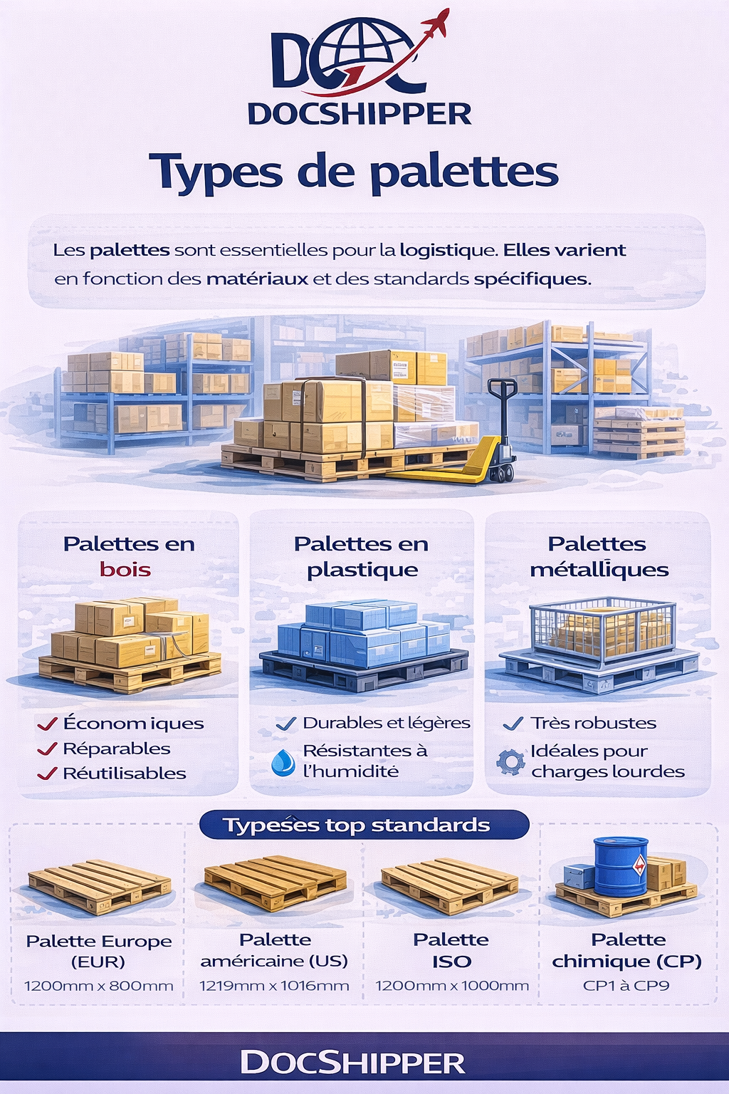 Types de Palettes : Guide Complet en 2026 | DocShipper